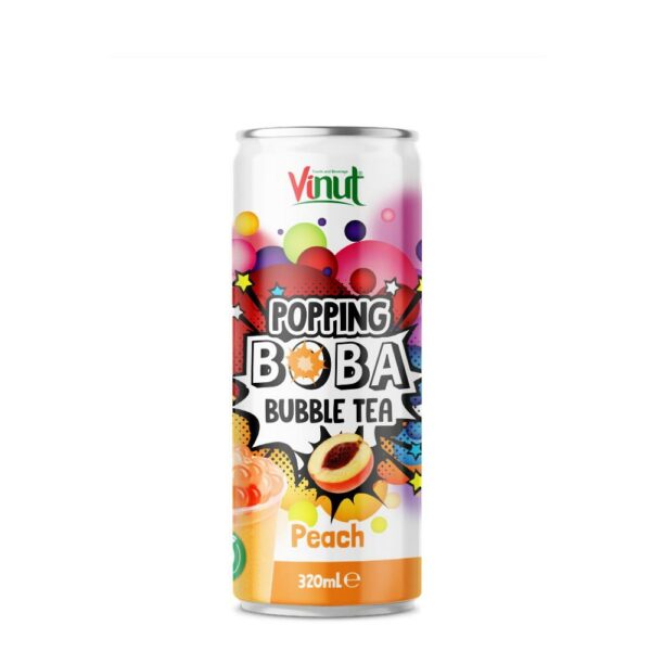 Refreshing 320ml Vinut Popping Boba Bubble Tea with Peach Flavor ...
