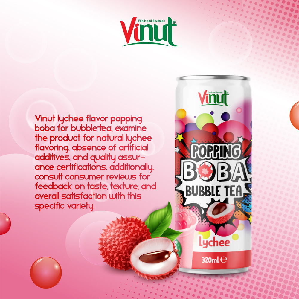 Refreshing Lychee Flavored 320ml Vinut Popping Boba Bubble Tea ...