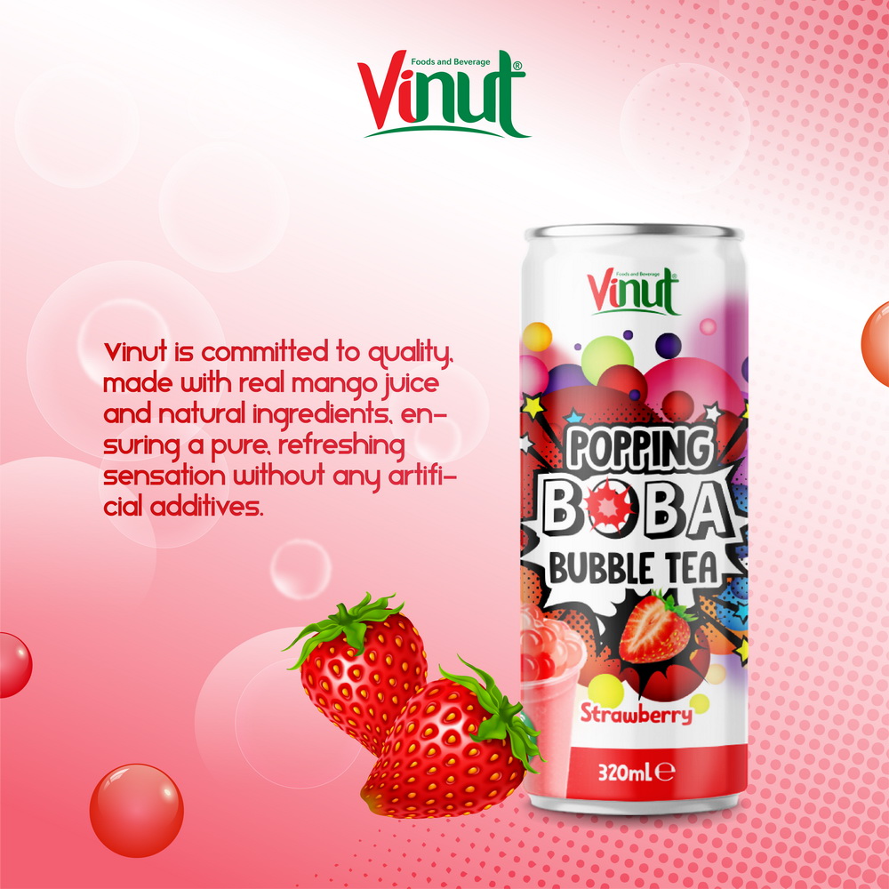 Delightful 320ml Vinut Popping Boba Bubble Tea with Strawberry Flavor – Perfect for Health ...